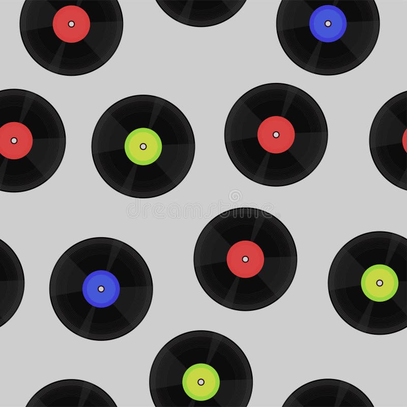 Seamless Pattern with Vinyl Records. Vector Image Stock Illustration ...