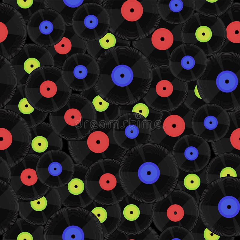 Seamless Pattern with Vinyl Records. Vector Graphics Stock Illustration ...
