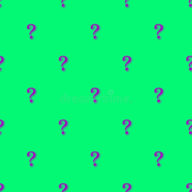 Seamless Pattern of Violet Question Marks on Green Backdrop Stock ...