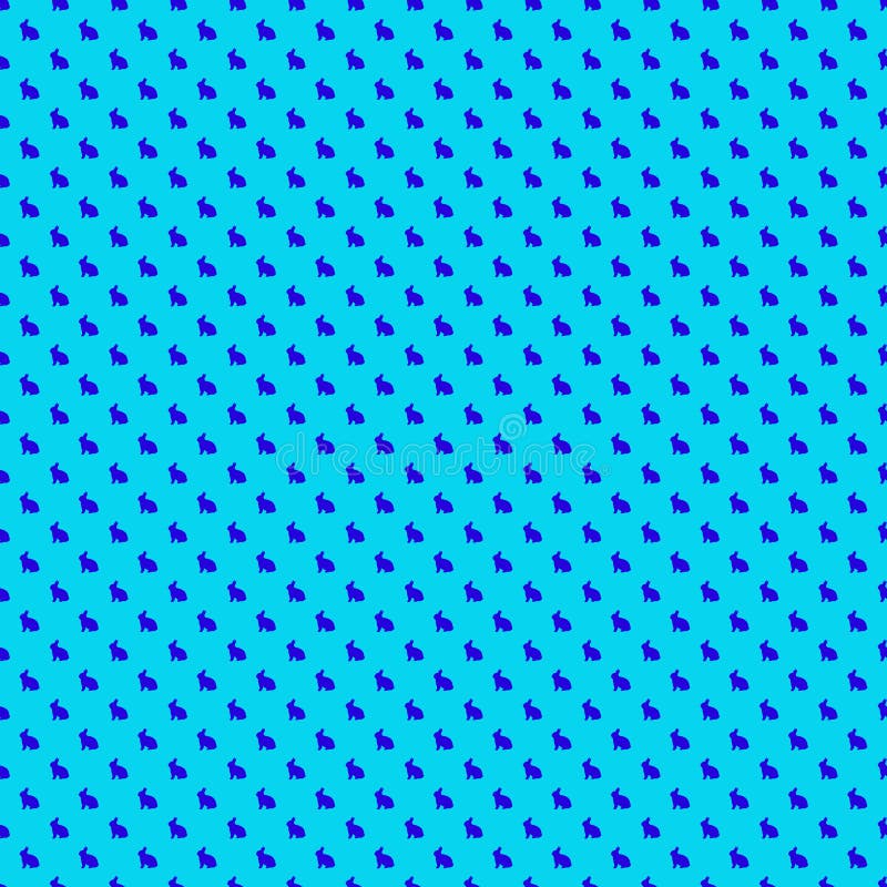 Seamless Pattern of Vivid Blue Rabbits on Sky Blue Background Stock ...