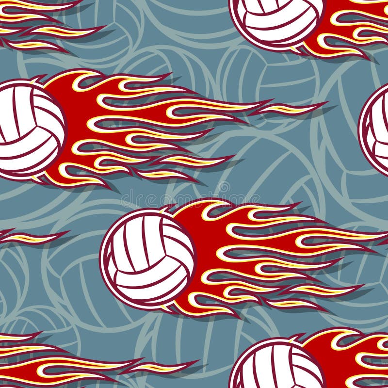 Seamless Pattern with Volleyball Balls and Flame. Stock Vector ...