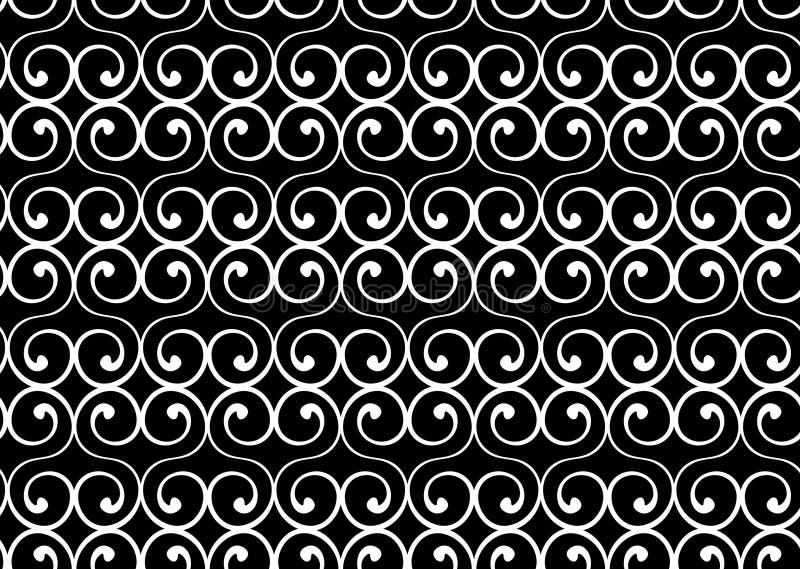 Seamless Pattern with Volutes in Black and White Stock Illustration ...
