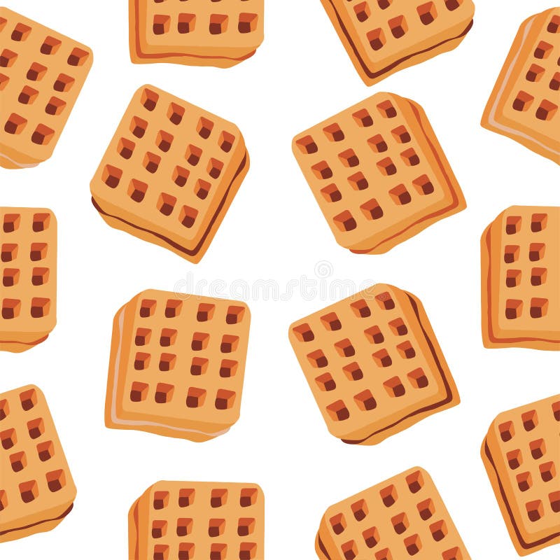 Seamless Pattern of Waffles with Various Fillings. Vector Illustration ...
