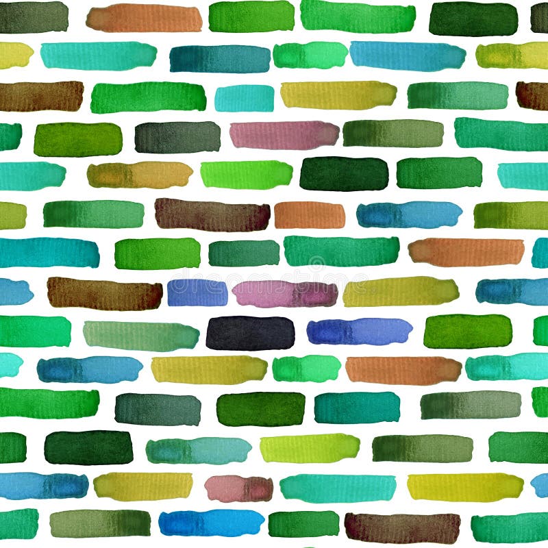Seamless Pattern a Wall of Colored Bricks, Watercolor Illustration ...