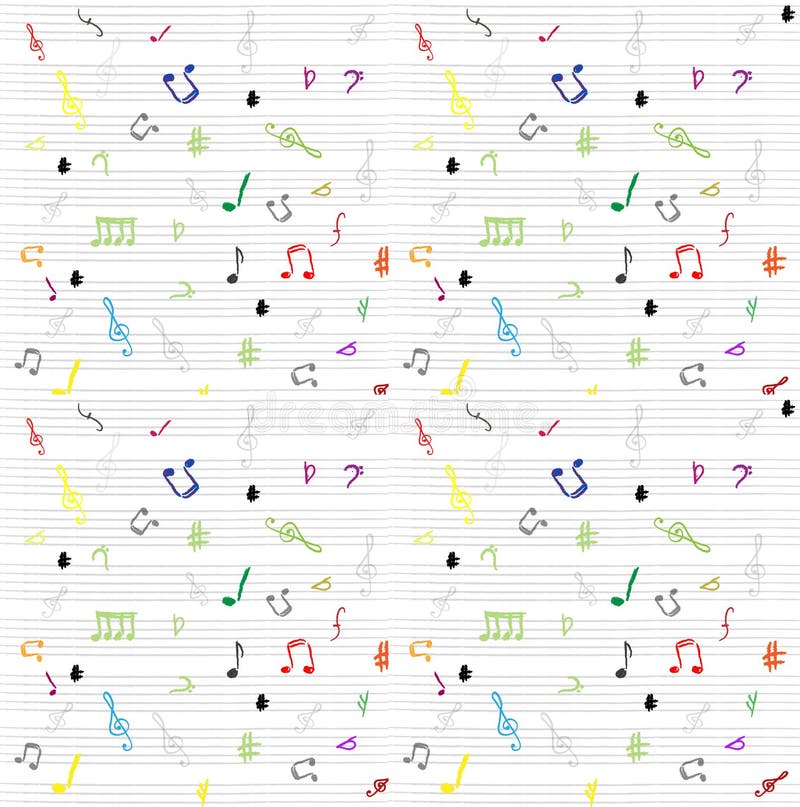 Seamless Pattern Wallpaper of Musical Notes Stock Vector - Illustration ...