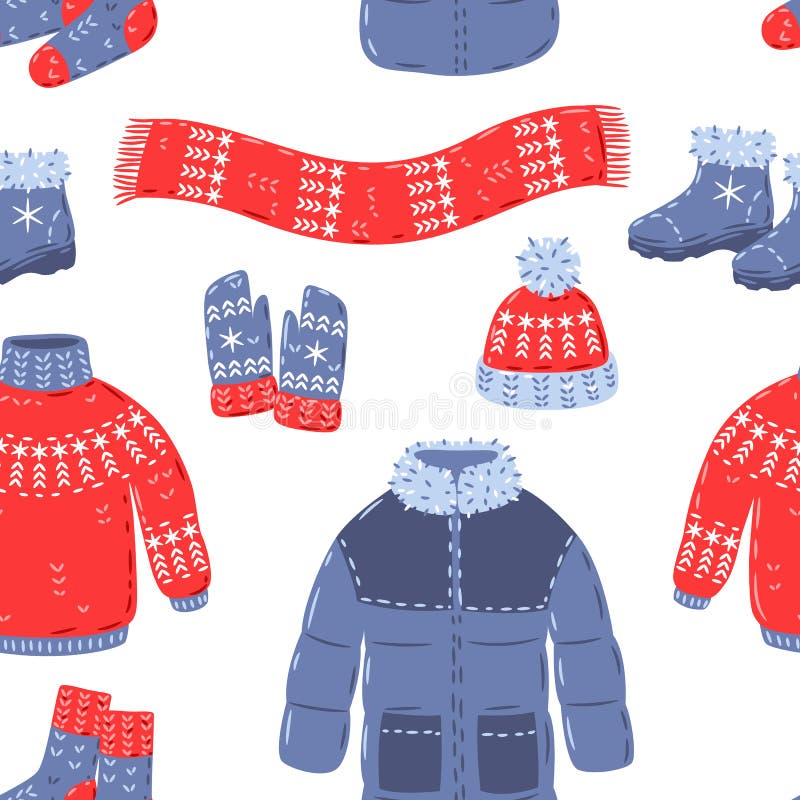 Seamless Pattern with Warm Winter Clothes. Background for Advertising ...