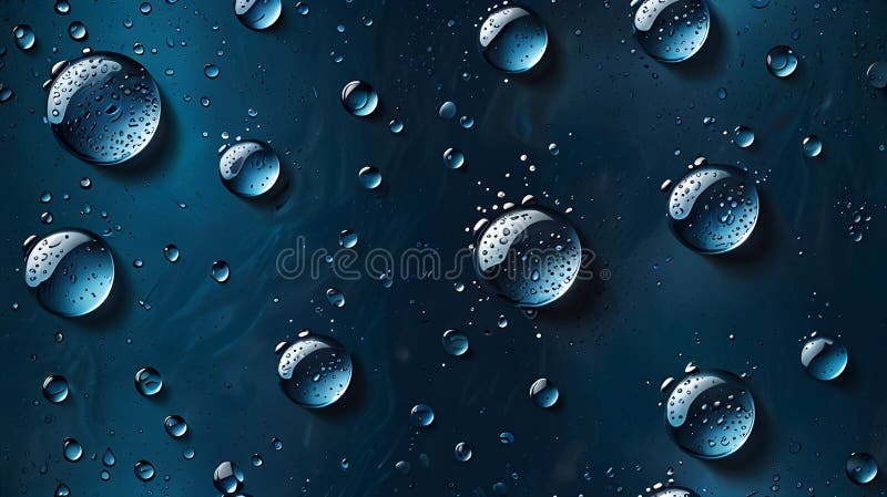 A Seamless Pattern of Water Droplets with Realistic Textures on a Blue ...