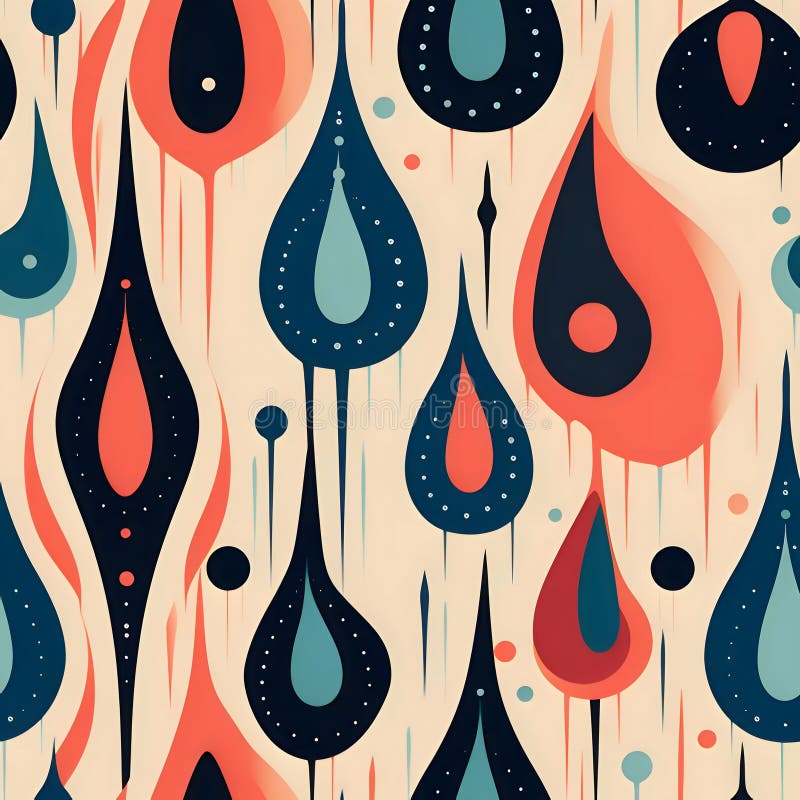 Seamless Pattern with Water Drops in Retro Style. Vector Illustration ...