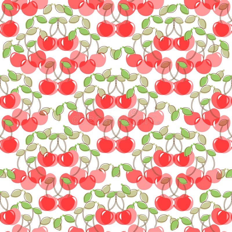Seamless Pattern with Watercolor Berry Cherry. Endless Repeating Print ...