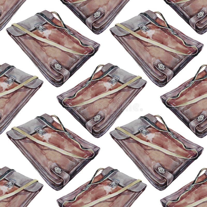 Seamless Pattern Watercolor Brown Retro Folder for Documents, Papers on ...