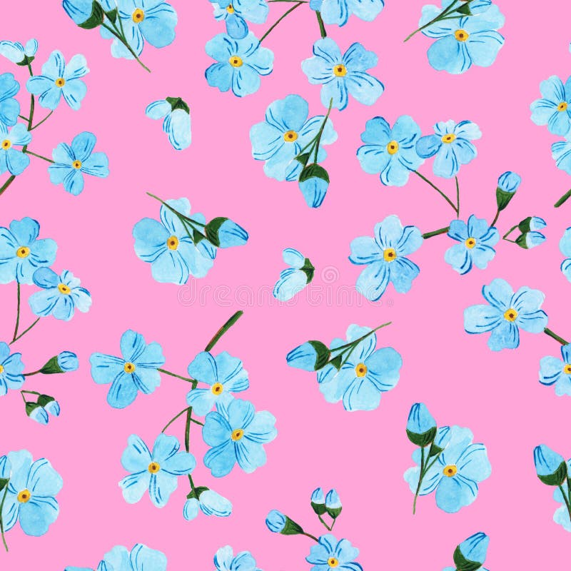 Seamless Pattern with Watercolor Colors Blue - Forget-me-not Stock ...