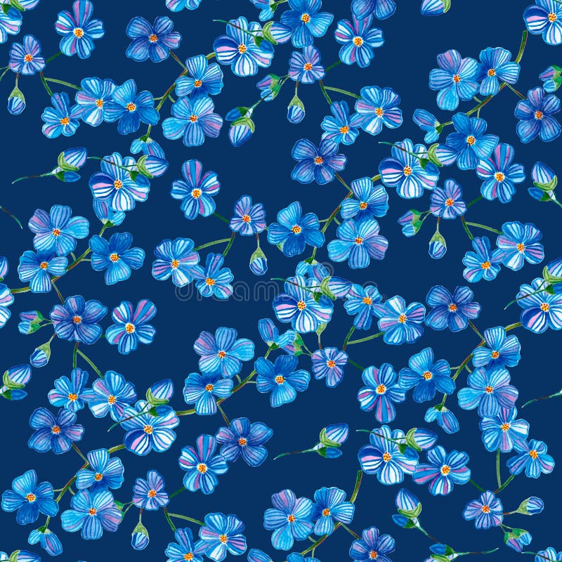 Seamless Pattern with Watercolor Colors Blue - Forget-me-not Stock ...