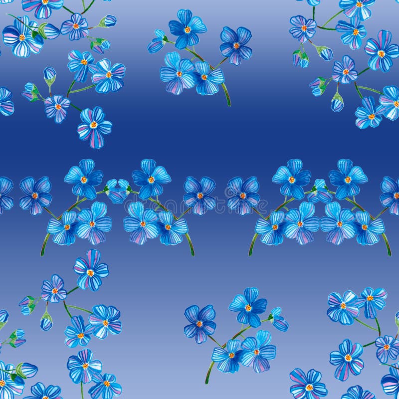 Seamless Pattern with Watercolor Colors Blue - Forget-me-not Stock ...