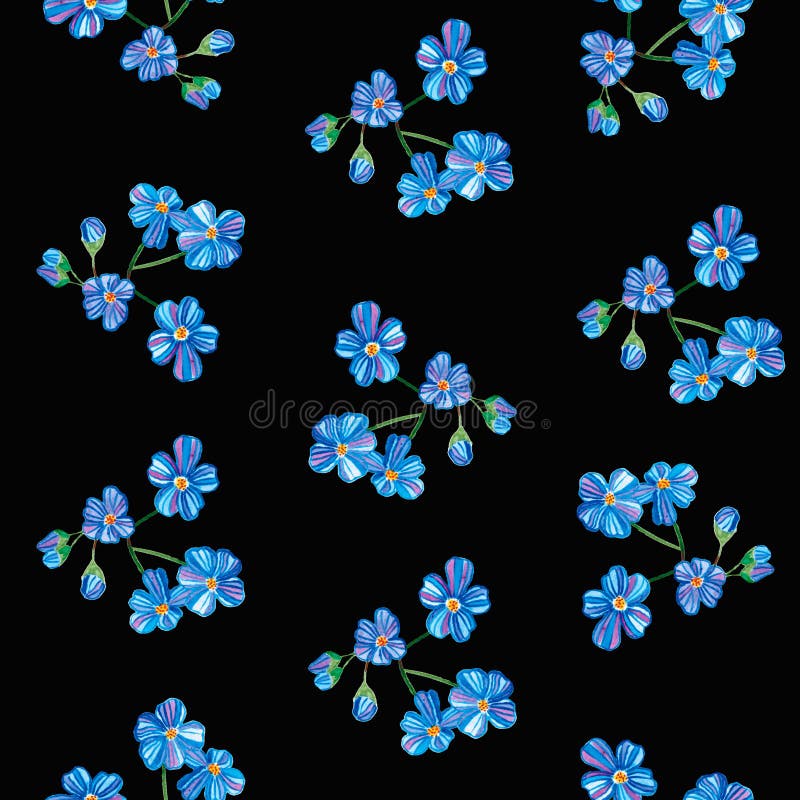 Seamless Pattern with Watercolor Colors Blue - Forget-me-not Stock ...