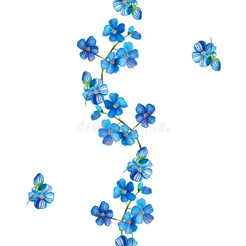 Seamless Pattern with Watercolor Colors Blue - Forget-me-not Stock ...