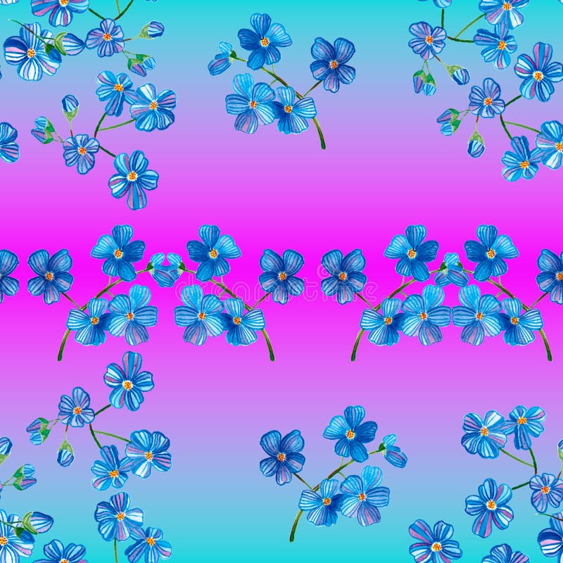 Seamless Pattern with Watercolor Colors Blue - Forget-me-not Stock ...