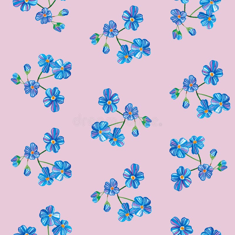 Seamless Pattern with Watercolor Colors Blue - Forget-me-not Stock ...