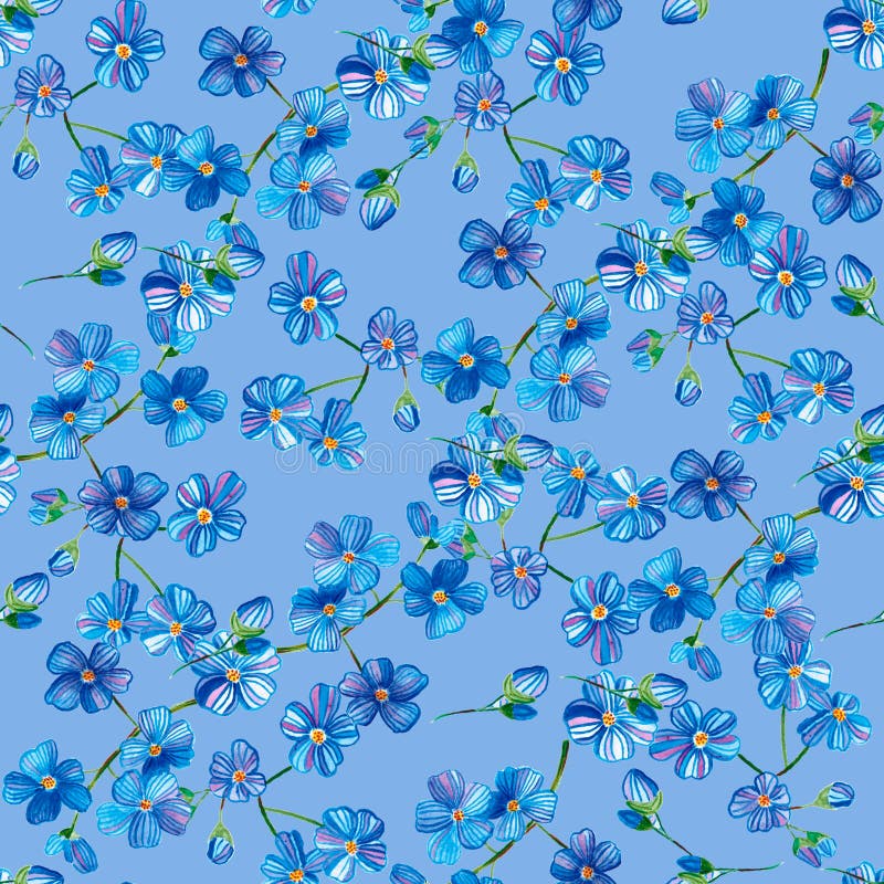 Seamless Pattern with Watercolor Colors Blue - Forget-me-not Stock ...