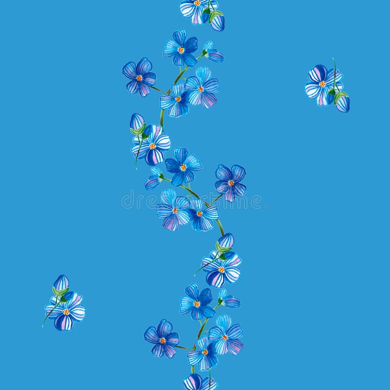 Seamless Pattern with Watercolor Colors Blue - Forget-me-not Stock ...