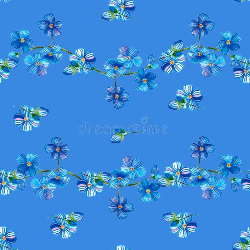 Seamless Pattern with Watercolor Colors Blue - Forget-me-not Stock ...