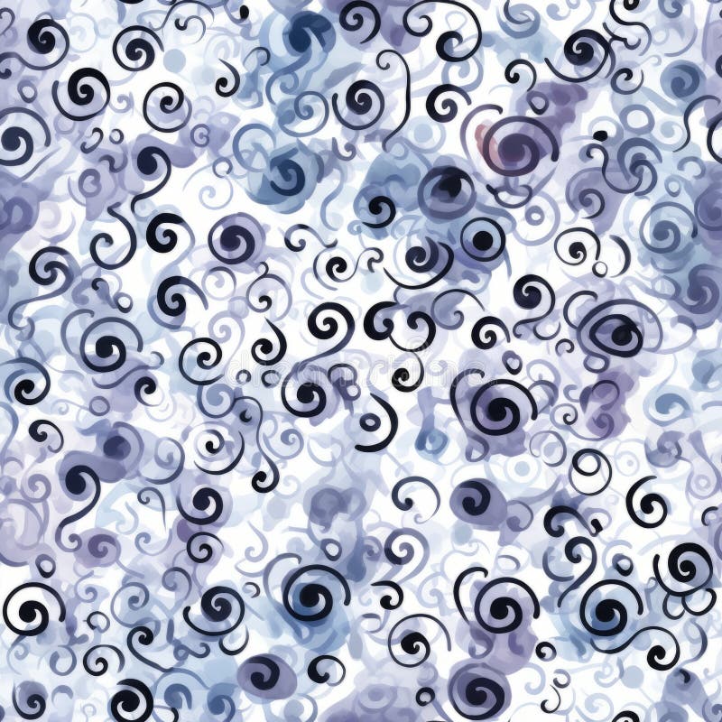 Seamless Pattern with Watercolor Curls. Abstract Work with Patterns of Spirals Stock ...