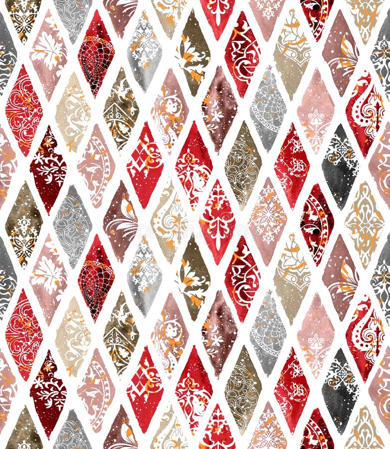 Seamless Pattern of Watercolor Diamonds with Effect. Ethnic Fashion ...