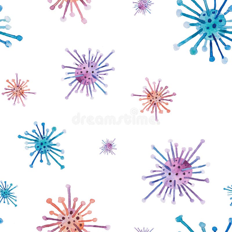 Seamless Pattern.Watercolor Drawing - Virus Structure. Covid 19. for ...