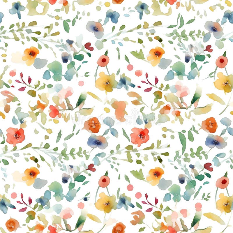 Seamless Pattern with Watercolor Flowers. Hand-drawn Illustration Stock ...