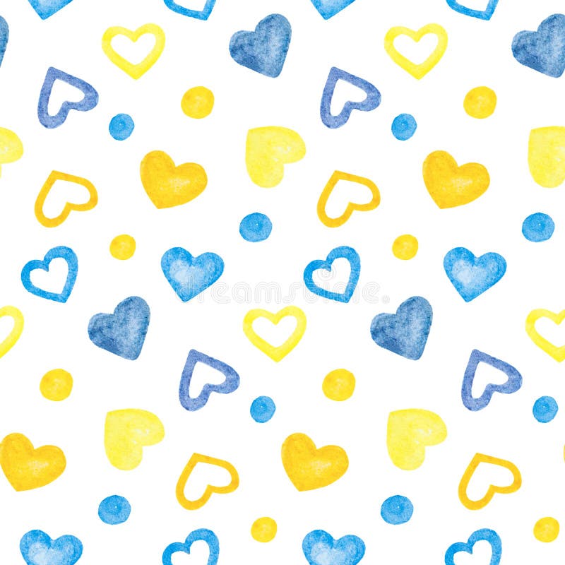 Seamless Pattern with Watercolor Hand Drawn Random Hearts Stock ...