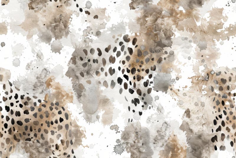 A Seamless Pattern with Watercolor Leopard Skin, Their Spots Blending ...
