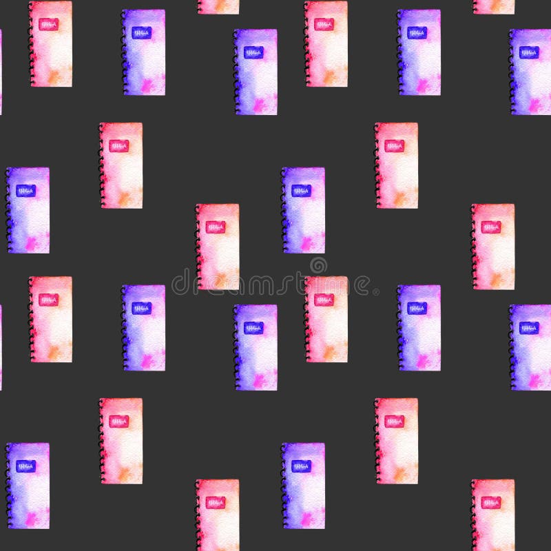 Seamless Pattern with Watercolor Notebooks Stock Illustration ...