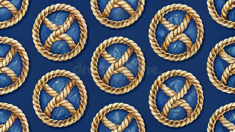 Seamless Pattern Watercolor Rope Knot Round, Square. Ropes, Rounded ...
