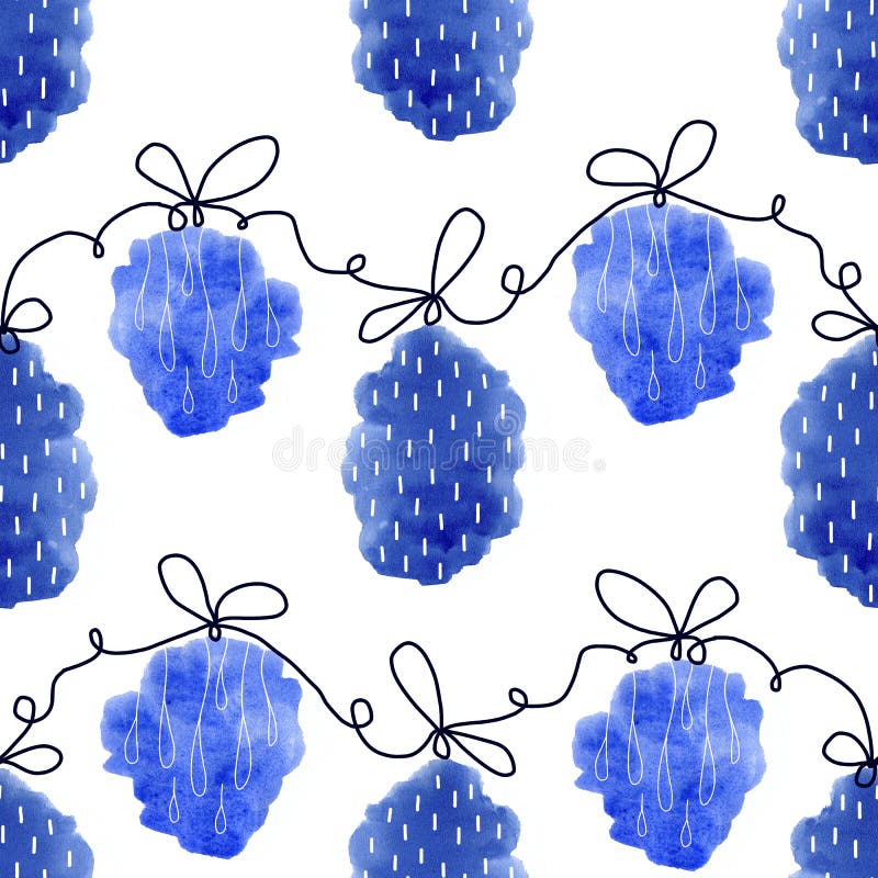 Seamless Pattern of Watercolor Stains with a Graphic Line Pattern. Hand ...