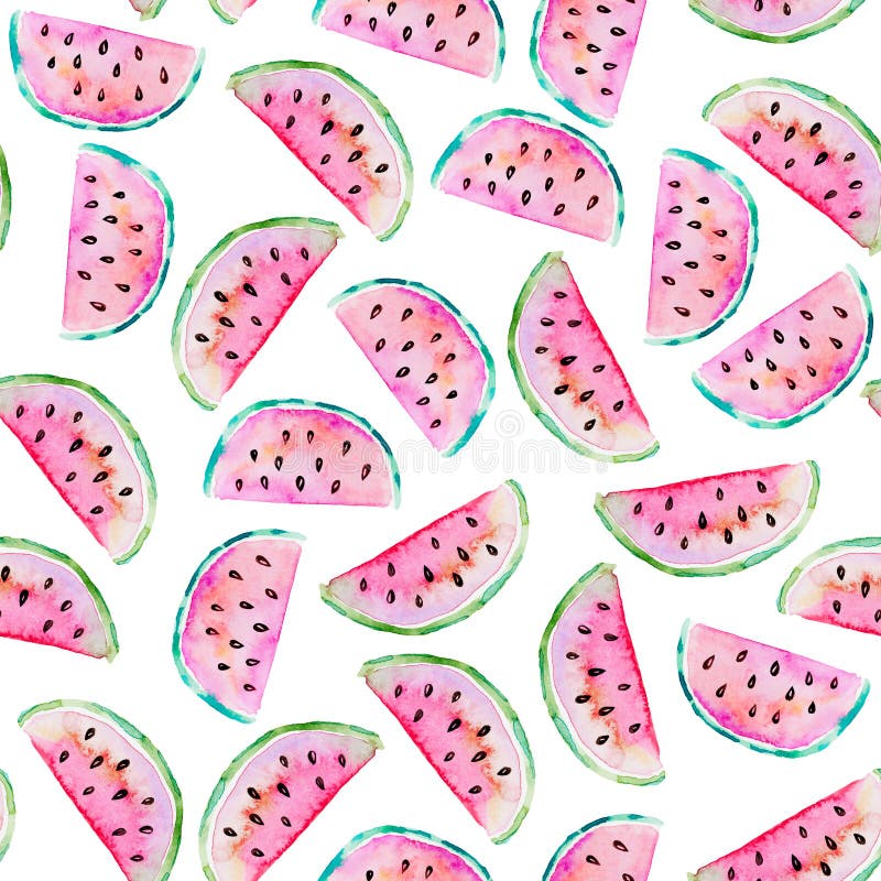 Seamless Pattern with Watercolor Watermelon Stock Illustration ...