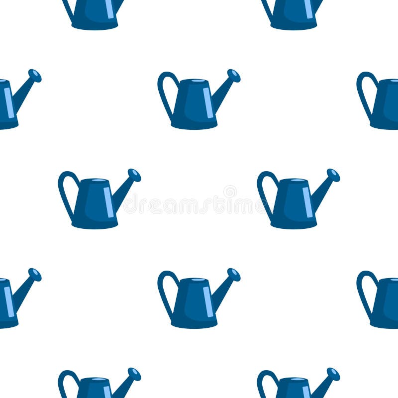 Seamless Pattern with Watering Can in Flat Style Design . Isolated on ...