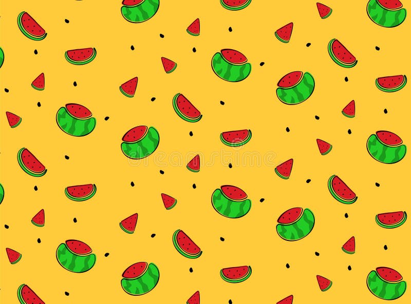 Seamless Pattern Watermelon Hand Drawn Style Stock Vector ...