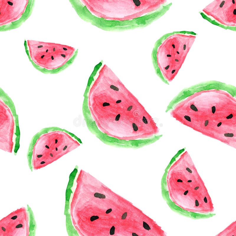 Seamless Pattern with Watermelon. Hand Drawn Watercolor Watermelon ...