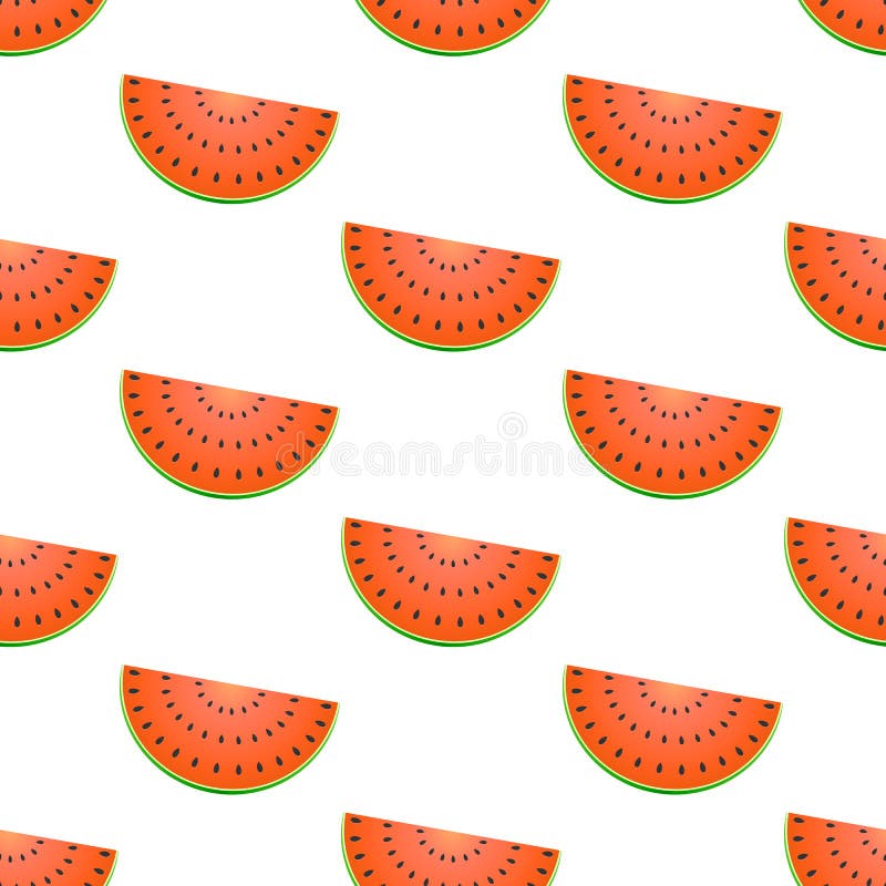 Seamless Pattern with Watermelon Isolated on White Background. Flat ...