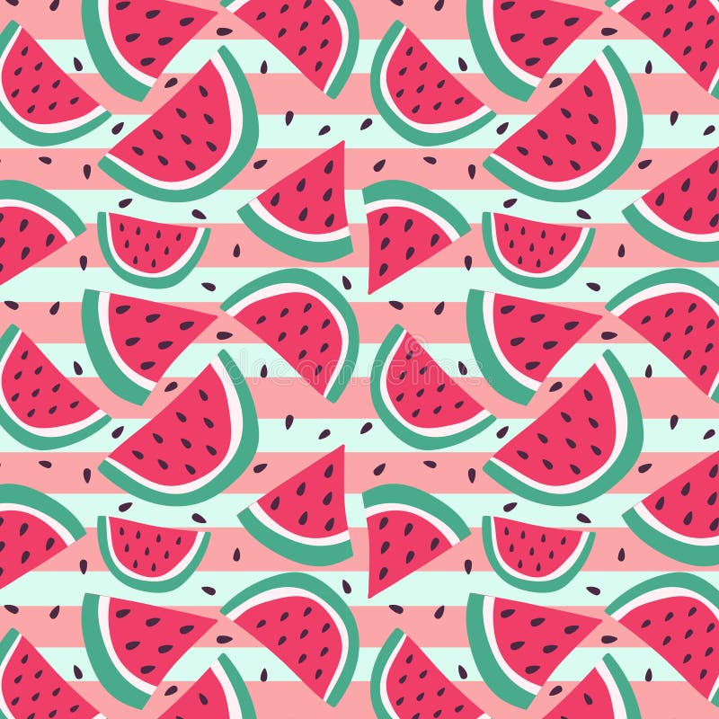 Seamless Pattern with Watermelon Pieces. Bright Summer Watermelon ...