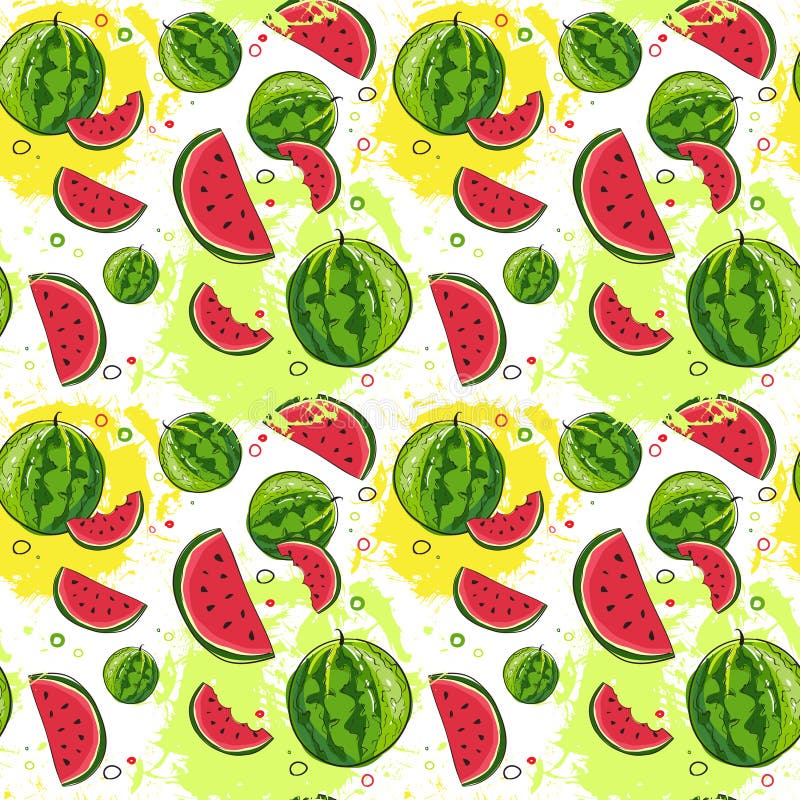 Seamless Pattern Watermelon Tropical Summer Ornament Background Stock ...