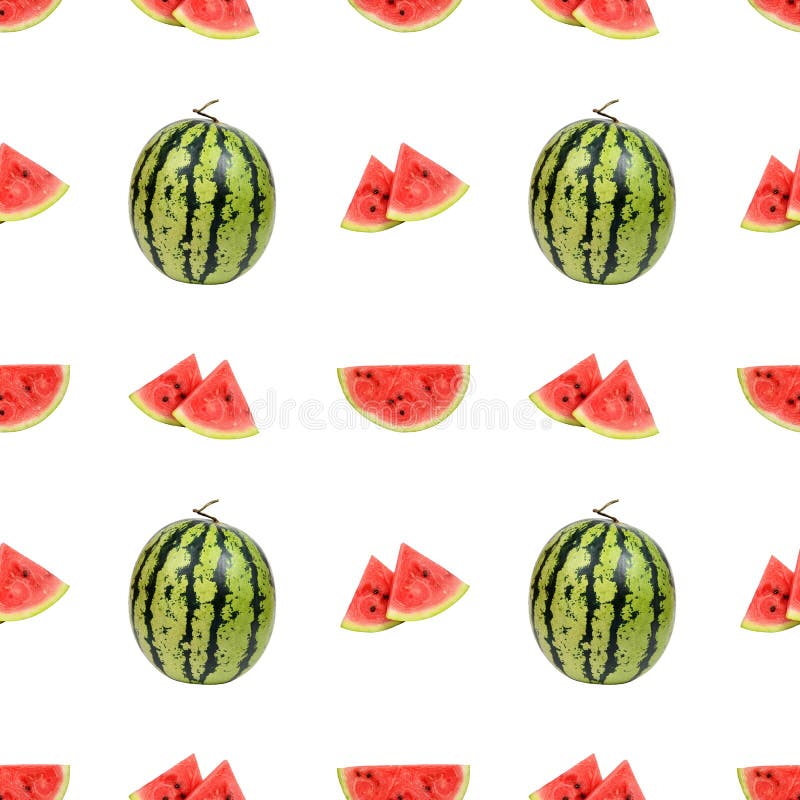 Seamless Pattern of Watermelon and Watermelon Slices Stock Photo ...