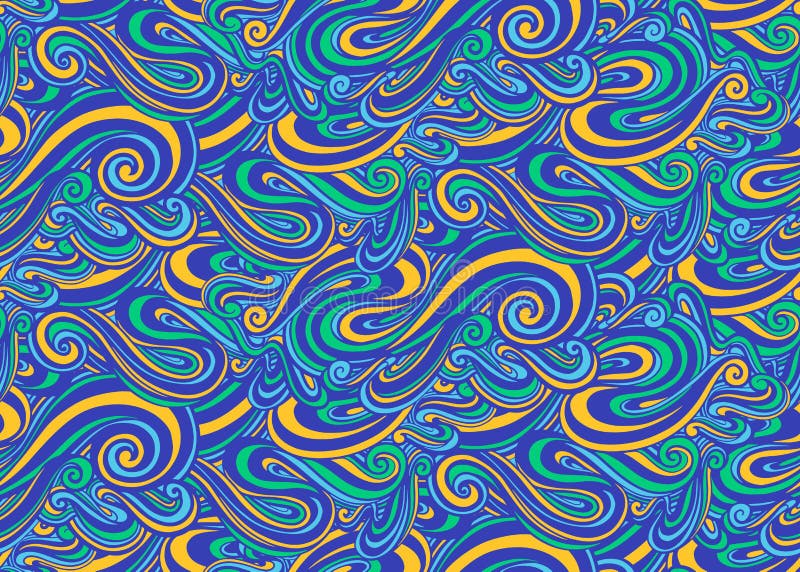 Seamless Pattern Wave Abstract.Line Drawing Style.Fashion Textile ...