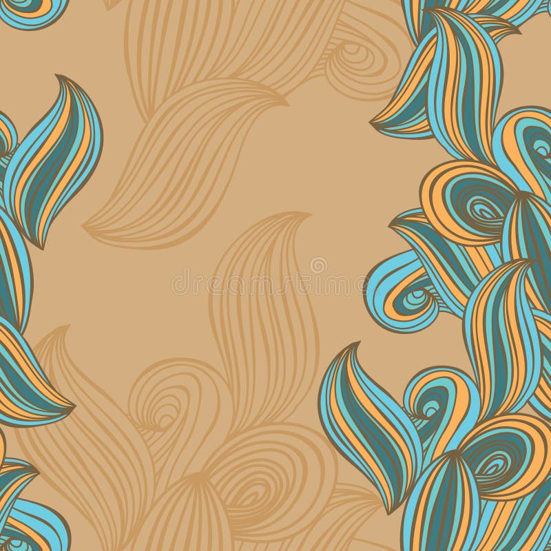 Seamless Pattern Wave Background Beige and Blue. Vector Stock Vector ...