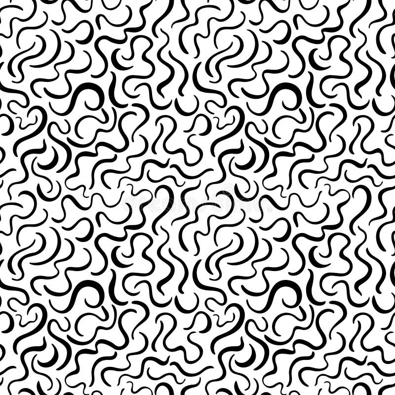Seamless Pattern with Waves and Curly Lines. Abstract Simple Geometric ...