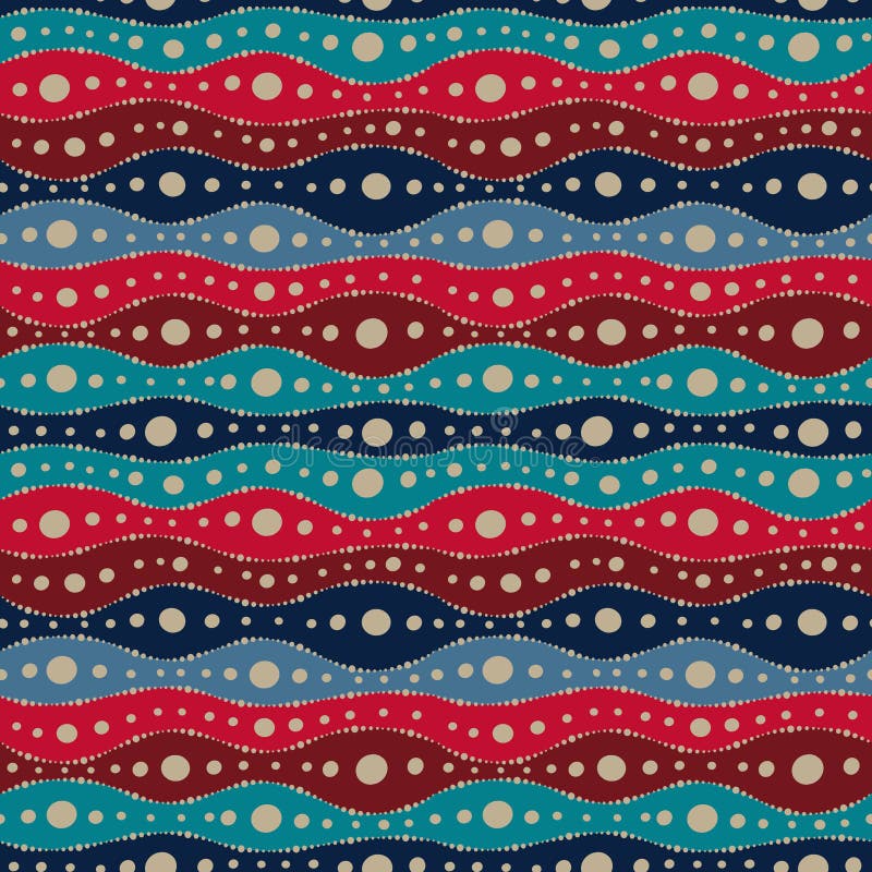 Seamless Pattern with Waves and Dots Stock Vector - Illustration of ...