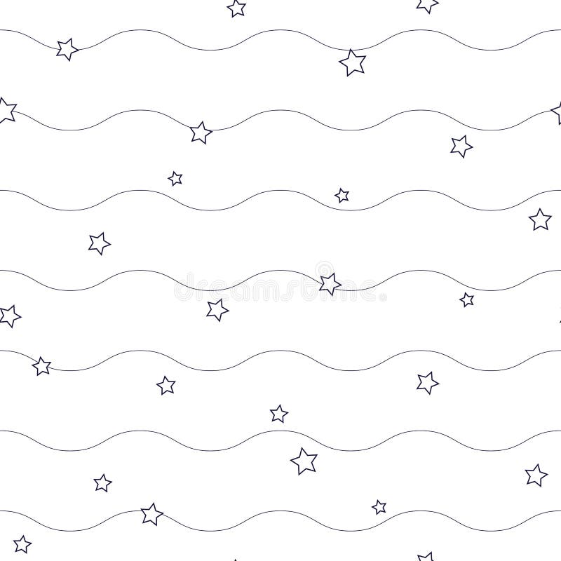 Seamless Pattern with Waves and Stars Vector Stock Vector ...