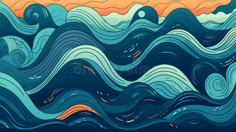 Abstract Summer Ocean Waves Background, Generative AI Stock ...