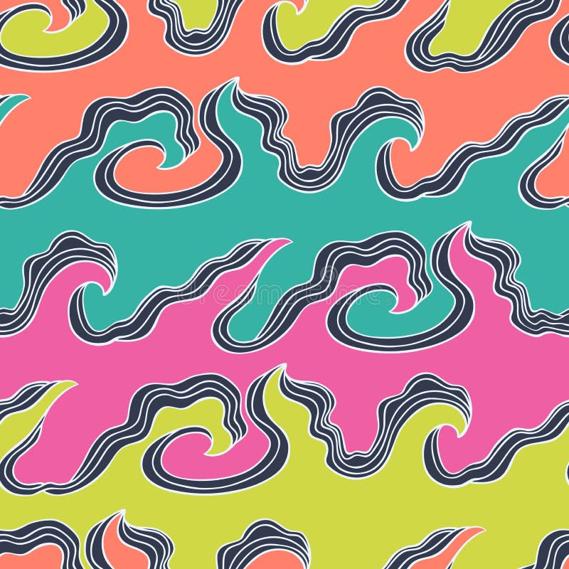 Seamless Pattern Waves 4 stock vector. Illustration of decoration ...