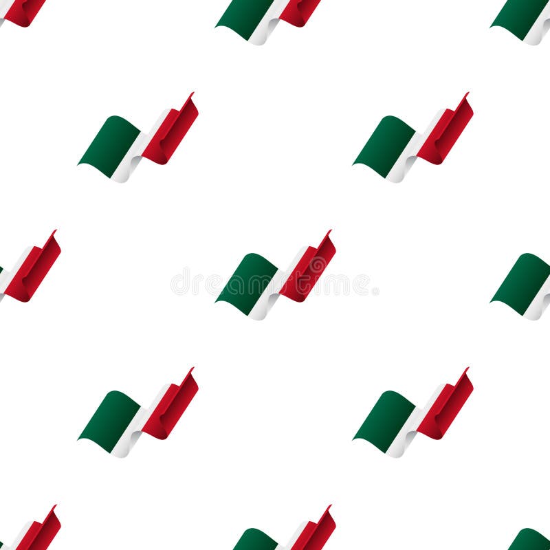 Seamless Pattern with Waving Flag. Mexico Flag. Vector Illustration ...