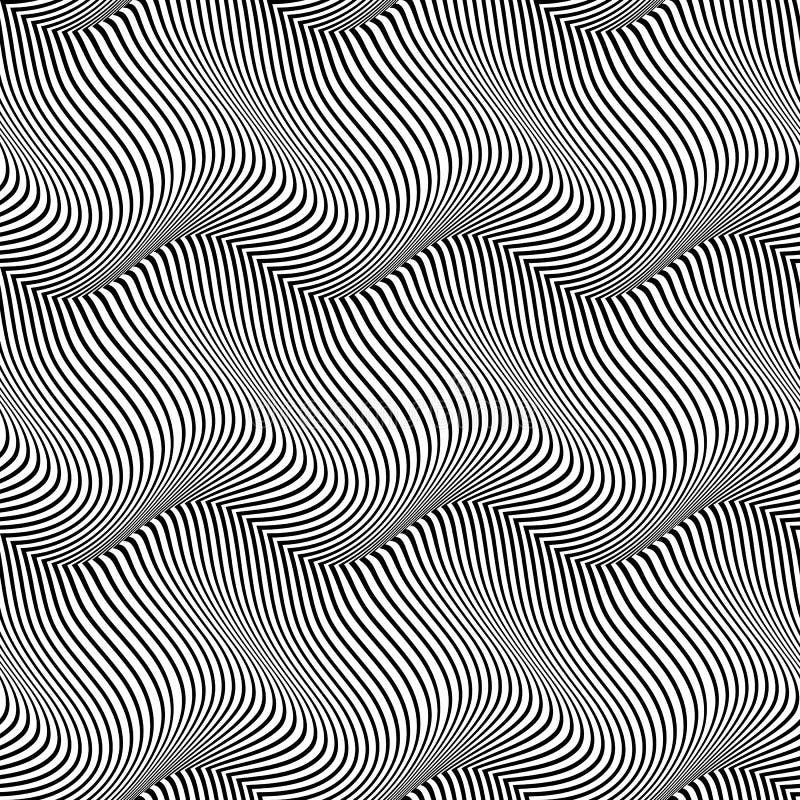 Seamless Pattern of Wavy Black Lines. Optical Trippy Repeatable Texture ...
